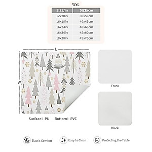 Coffee Mat for Counter,Merry Christmas Xmas Tree Snowflake Texture Pink Absorbent Hide Stain Coffee Bar Mat,Non-slip Coffee Bar Accessories Kitchen Drying Mat Fit Under Coffee Maker Espresso Machine