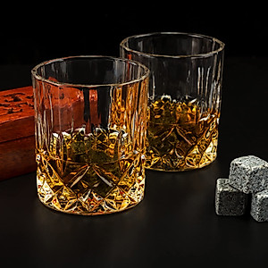 Whiskey Glasses with Bullets Stones Gift set for Men, Unique Bourbon Gifts for Anniversary Christmas