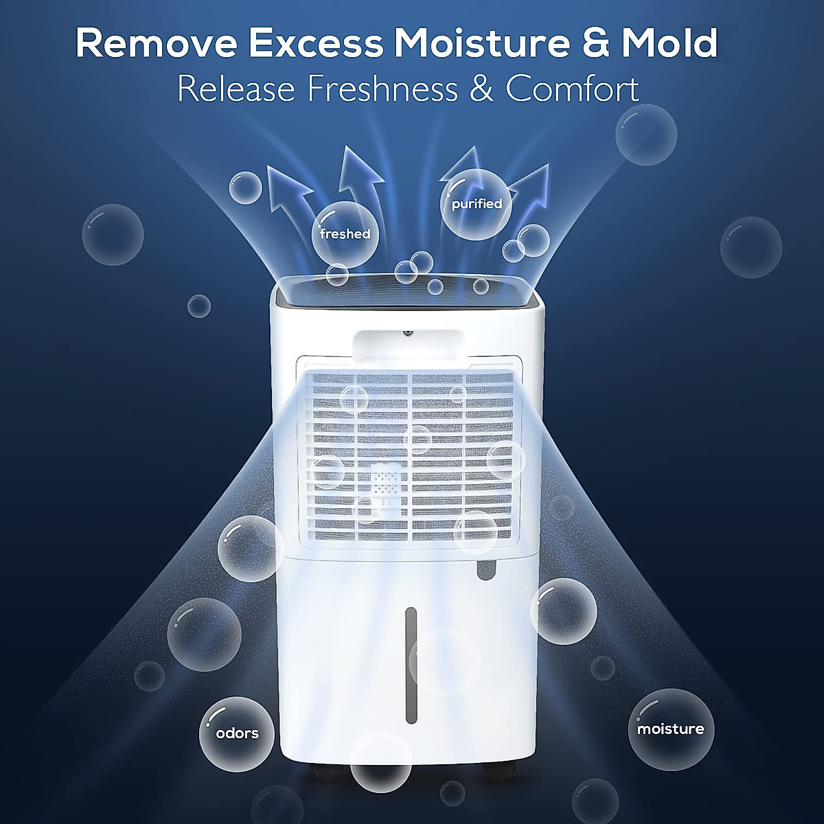 Dehumidifier for Home and Basements 25 Pints for 1500 Sq.Ft, 68oz(0.53gallon) Water Tank Capacity with Drain Hose, Intelligent Humidity Control, Childlock, Laundry Dry