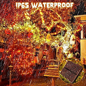 BOLWEO Halloween Solar Fairy Lights Outdoor, Orange String Lights 39.4Ft 120 LED, IP65 Waterproof Solar Outdoor Lights Backyard Deck Fence Patio Decor Diwali Halloween Decorations