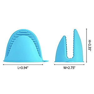 Vaincre 4PCS Silicone Oven Mitts Heat Resistant, Silicone Potholders for Kitchen, Mini Oven Mitts Rubber Oven Glove, Kitchen Mittens Pinch Mitts, Cute Cooking Mitts (Blue and Green)