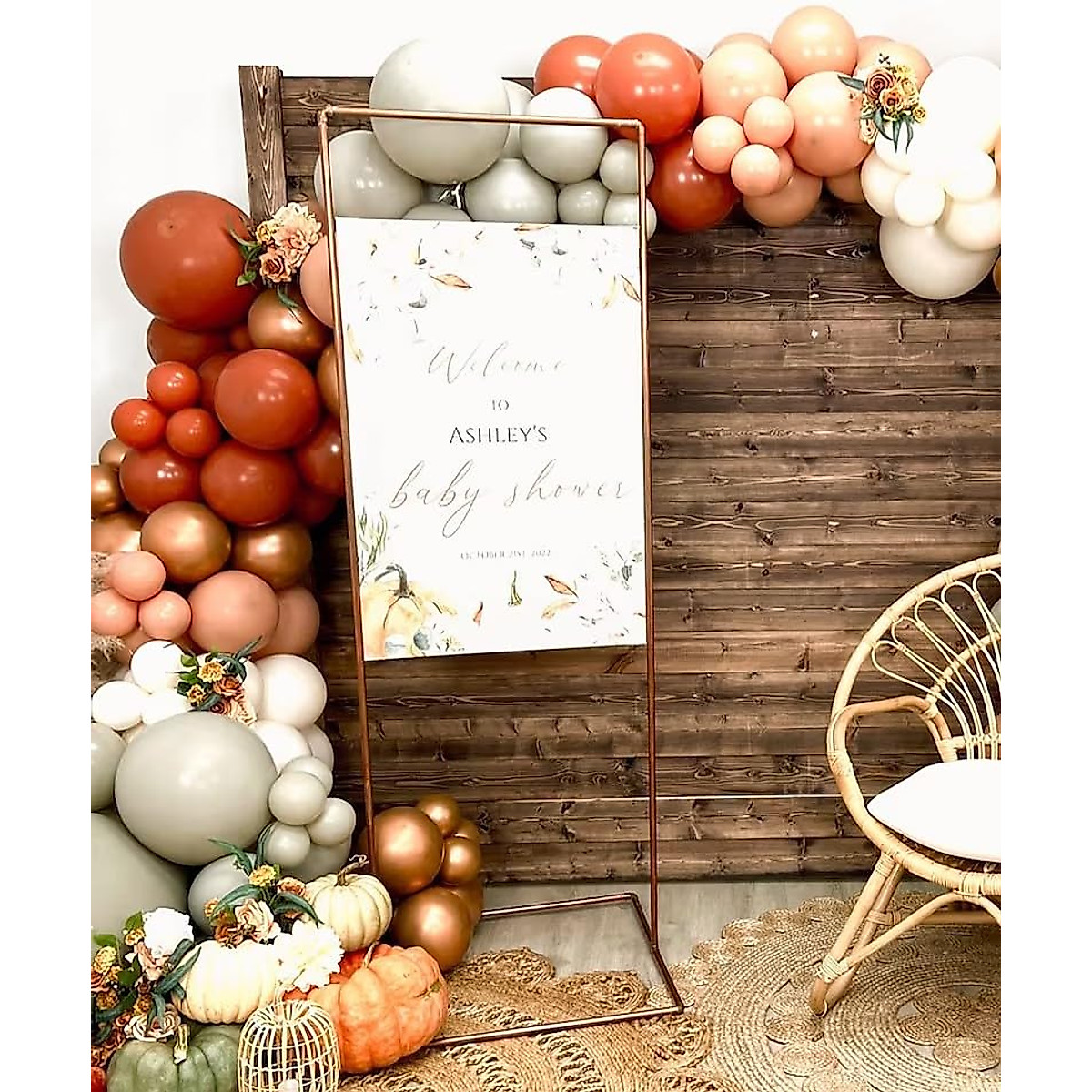 Little Pumpkin Balloon Garland Kit With 140pcs 18/10/5inch Dusty Gary Orange Rose Gold Nude Latex Balloons with for Boho Fall Thanksgiving Autumn Birthday Baby Shower Party Decorations(Orange)