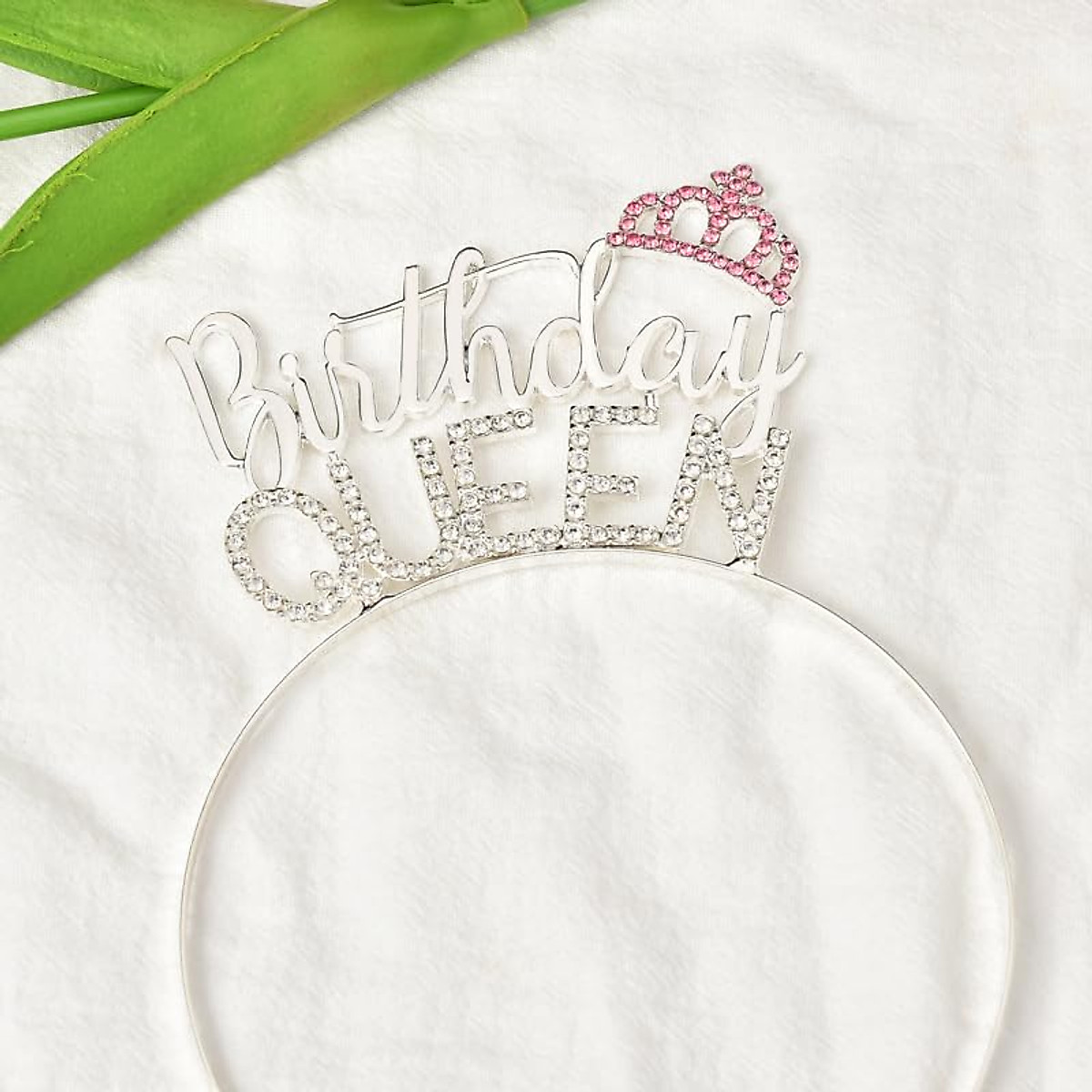 Birthday Queen Sash and Crown Tiara for Women Silver Glitter Happy Birthday Headband Hats Birthday Party Hats Decorations Supplies Photoshooting Props Birthday Gifts for Mom Grandma Women Friends