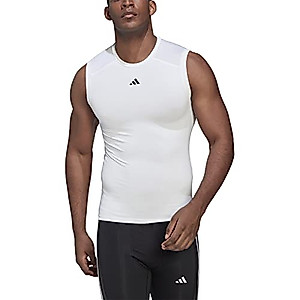 adidas Men's Size Techfit Training Sleeveless T-Shirt, White, Medium/Tall