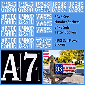Reflective Mailbox Numbers Stickers for Outside,132 Pcs 3" Letter and Number Stickers Address Numbers for Mailbox,White Self Adhesive Vinyl Waterproof Address Number House Decal Stickers for Cars Home
