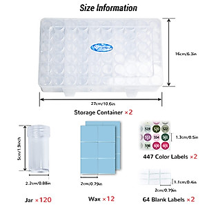 Diamond Painting Storage Containers, 1 Pack 60 Grids Bead Organizer and Diamond Painting Labels, Bead Organizers and Storage for Diamond Painting Accessories, Diamond Art Storage, Diamond Dots Storage