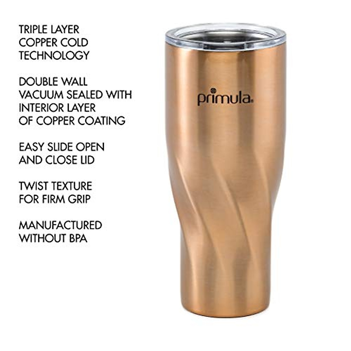 Primula Avalanche Double Walled Vacuum Sealed Stainless Steel Thermal Insulated Tumbler Stays Cold or Hot All Day Long, Reusable Thermos, 1 Count (Pack of 1), Copper