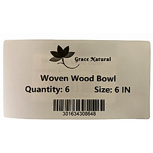 Grace Natural Wooden woven salad bowl, set of 6 Snack bowls 6 inch inch, Party size, Fruit bowl by Grace natural wood bowl, Premium quality, All Natural