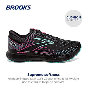 Brooks Women's Glycerin 20 Neutral Running Shoe - Black/Blue Light/Pink - 7.5 Medium