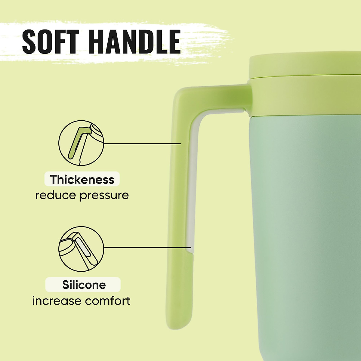 Fijinhom 40 oz Tumbler with Handle and Straw, Triple Layer Insulated Stainless Steel Water Bottle with Infuser, Travel Tumbler Fit Most Cupholder, Gifts for Women & Men, Mint