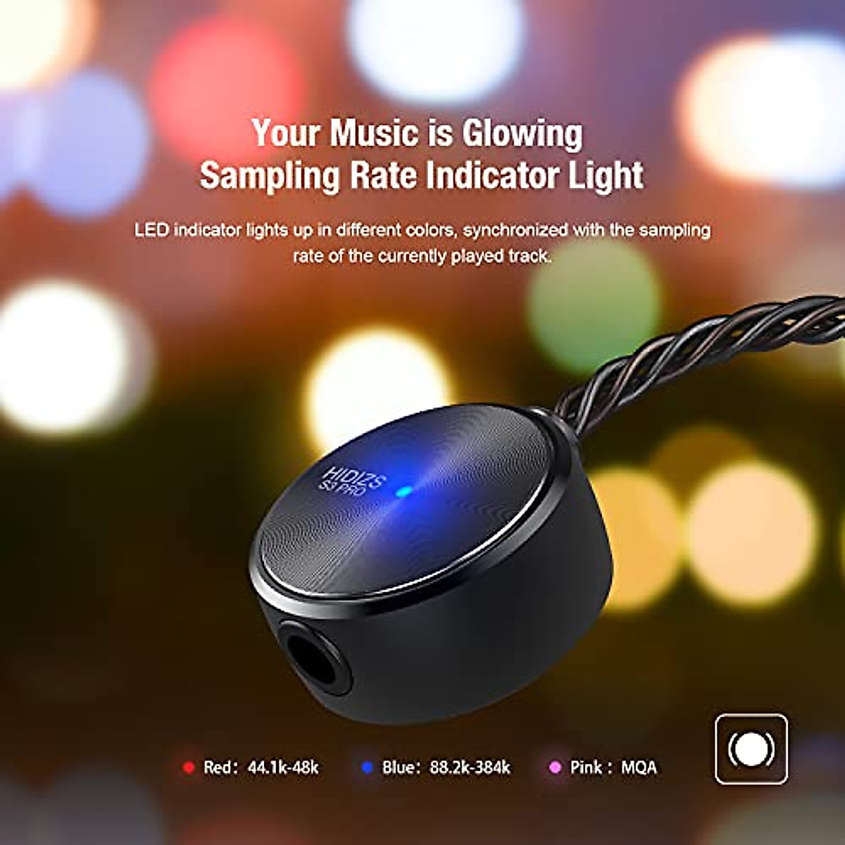 HIDIZS S3 PRO Ultra-Portable Hi-Res DAC Dongle, 8X MQA Support, PCM up to 32Bit/384kHz, DSD128 Decoding Amplifier Type-C Audio Cable Converter for Android/Windows/Mac OS/iOS/iPad OS System (Black)