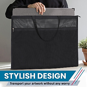 Art Portfolio Elegant Translucent Black , our Portfolio Folder for Artwork Includes Waterproof Internal Bag , Art Storage Style , Protection , Art Bag 19 x 25 , Portfolio Bag with Sturdy Zipper