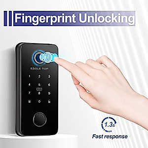 Smart Lock, eagletop Door Locks with Keypads, Keyless Entry Door Lock|Fingerprint Door Lock, APP Control, Auto Lock & Anti Peep Code, Bluetooth Smart Door Locks for Homes/Office/Apartment, Black