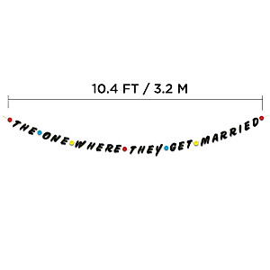 Friends Themed Wedding Black Glitter Banner - Bachelor and Bachelorette Party Decorations - Engagement Party – Wedding and Bridal Shower Decorations