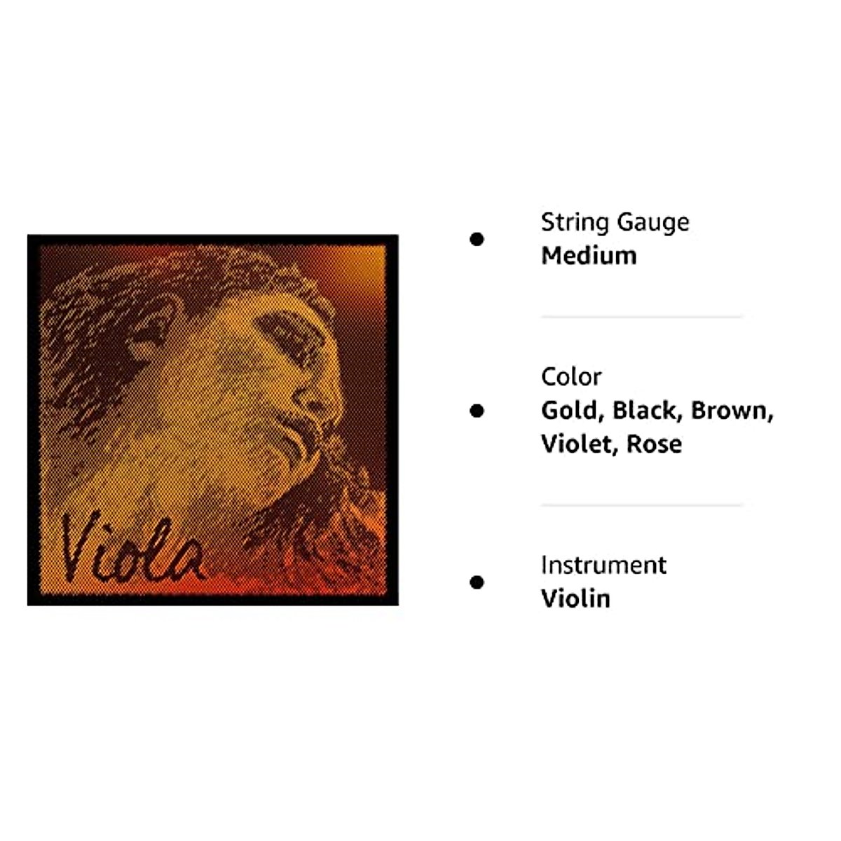 Pirastro Evah Pirazzi 4/4 Viola Gold String Set, Medium Gauge Premium Strings Made With Fine Flexible Synthetic Core, Ball End Strings, Replacement Accessory for Professional and Student Viola Players