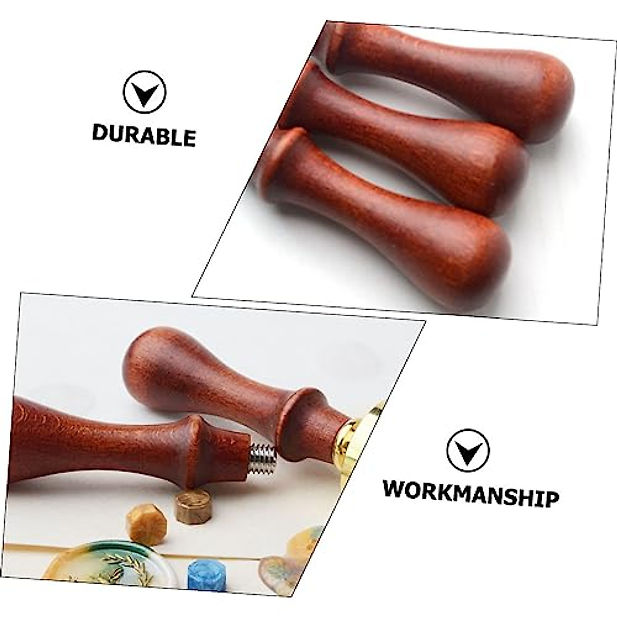 EXCEART 3Pcs Wooden Handle Wooden Stamps Brass Fittings Wedding invites Wooden Wax Stamp Handle Wax Stamp Replacement Handle Making Stamp Handle Stamp Handle Replacement Wooden Seal Handle