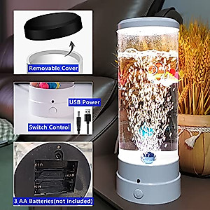 Fish Aquarium Lava Lamp,Multi-Color Jelly Fish Tank Bubbles Lamp,Fake Aquarium Tank Night Light, Lamp for Room Office Desktop, Gift for Kids Girls Aults Boys