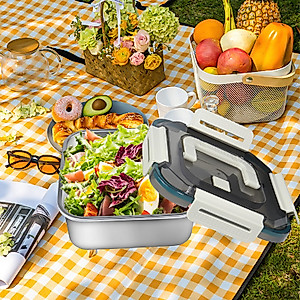 ATRDTO Stainless Steel Food Storage Containers with Lids Airtight Food Containers with Handle Metal Food Prep Containers for Freezer Fridge Oven Dishwasher Safe 95oz