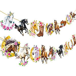 Western Cowgirl Themed Party Decorations - 2pcs Cowgirl Banner Decorations for Horse Birthday Party & Baby Shower Supplies