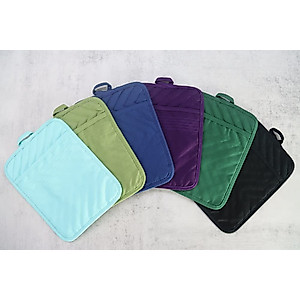 VEIKERY Cotton Pocket Pot Holders Machine Washable Heat Resistant Hot Pads for Kitchen and Baking Square Purple Oven Mitts 7"x9" Set of 5