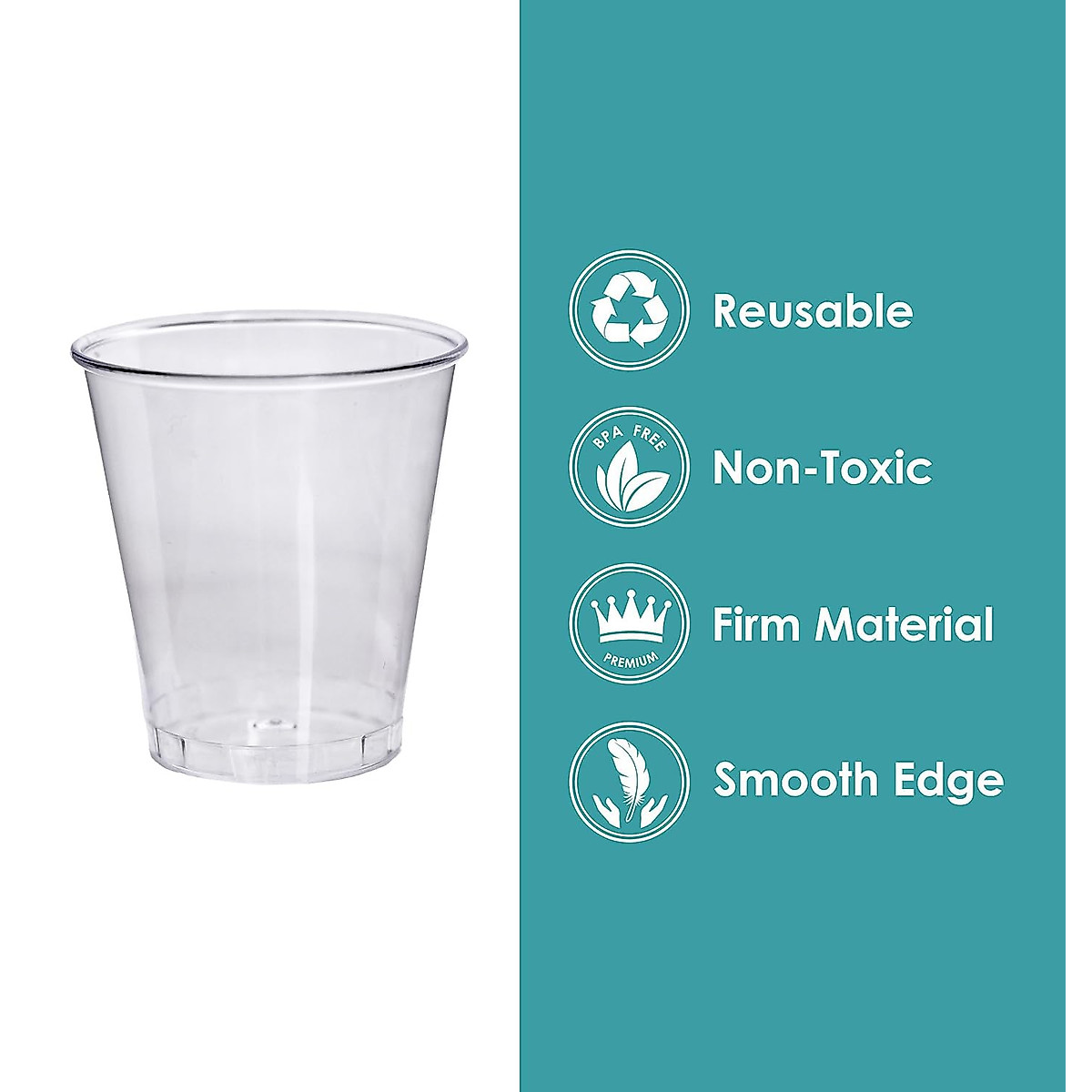 Craft And Party, 1oz 100 pcs Premium Clear Shot Glasses. Disposable Clear Cups for Wine Tasting, Vodka, Whiskey, jelly shot, sample Cups For Party and Gathering. (100, 1oz)