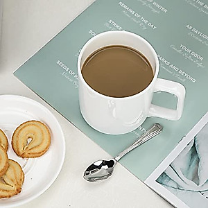 FunIdea Fine Bone Ceramic Coffee Mug with Handles for Hot Beverages Coffee Cappuccino Latte Cocoa Tea Perfect for Home (15oz)