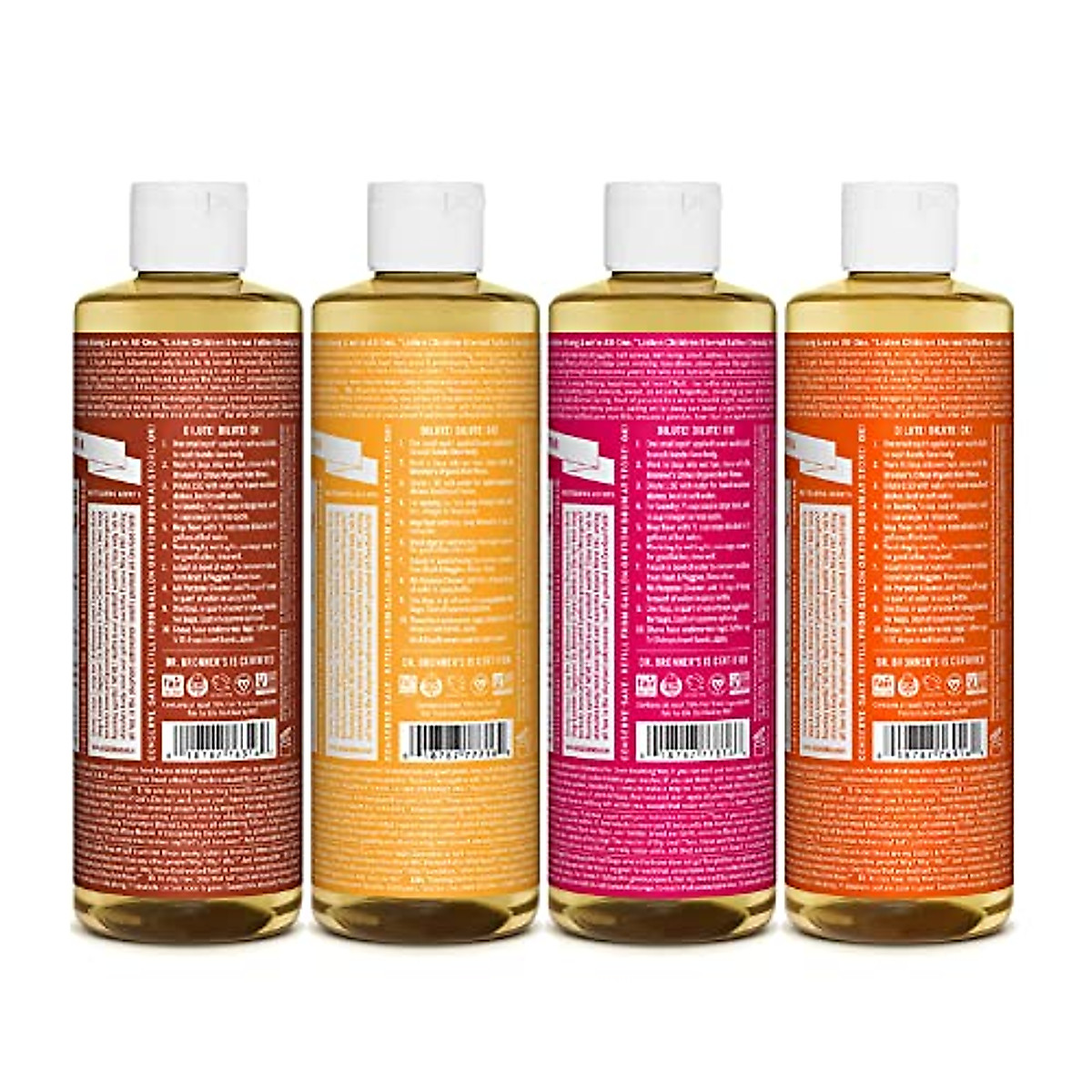 Dr. Bronner's - Pure-Castile Liquid Soap Variety Pack - Eucalyptus, Citrus, Rose, & Tea Tree, Made w/Organic Oils, 18-in-1 Uses: Face, Body, Hair, Laundry, Pets, Dishes, Etc. (16oz, 4-Pack)