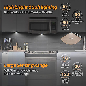 Motion Sensor Lights Indoor, STAR-SPANGLED High CRI Stick on Stair Puck Lights Battery Operated, Cordless LED Step Night Light for Under Cabinet, Hallway, Stairway, Closet, Kitchen (Cool White, 3Pack)