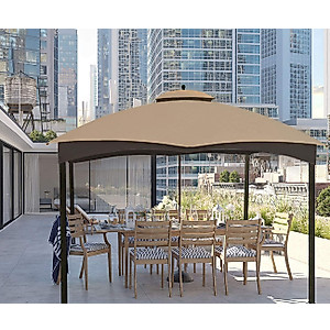 ontheway Replacement Canopy Top for Lowe's Allen Roth 10X12ft Gazebo #GF-12S004B-1 (Khaki)