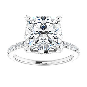 4 CT Cushion Cut VVS1 Colorless Moissanite Engagement Ring Set, Wedding/Bridal Ring Set, 925 Sterling Silver Vintage Antique Anniversary Classic Ring Sets Gift for Women (4)