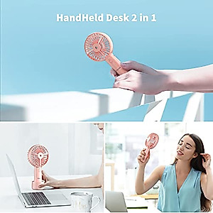 Otlonpe Misting Fan Portable, Desk Handheld Fan 3 Speeds Small Mister Rechargeable Fan with 2500mAh Battery, Water Spray Travel Personal Fan for Kids Women Men Home Office Outdoor (Pink)