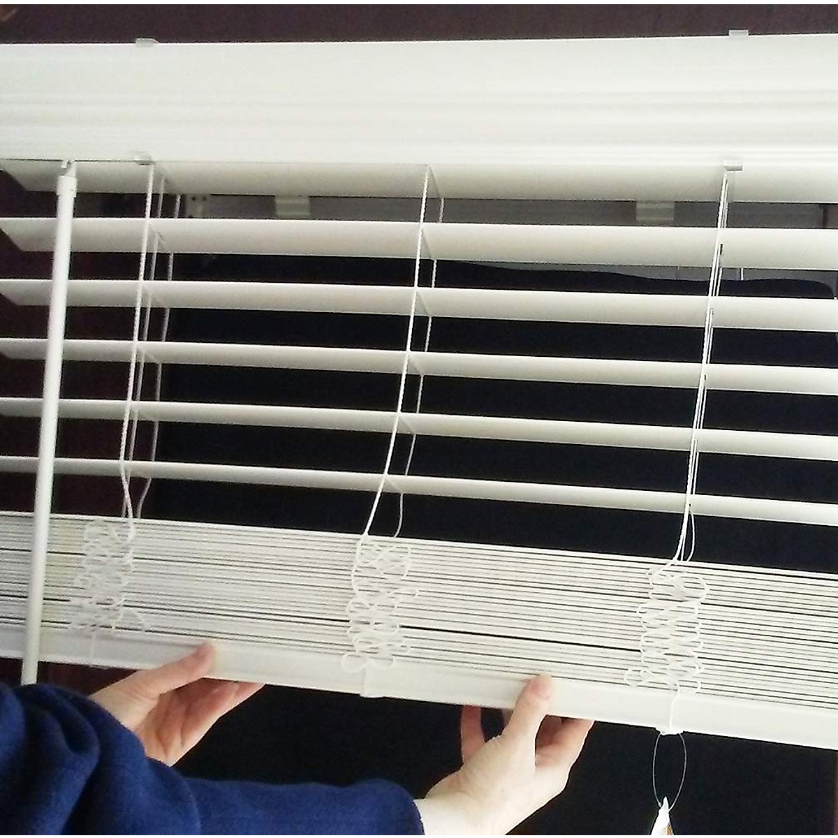 US Window and Floor 2" Cordless Faux Wood Blinds, Fit Windows 36" - 36 1/4", (Blind Size 35 5/8" x 48"), Inside Mount