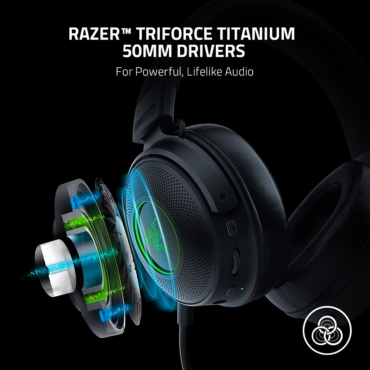 Razer Kraken V3 Pro Wireless Gaming Headset with Haptic Technology, THX Spatial Audio, 50mm Titanium Drivers, Hybrid Memory Foam Cushions