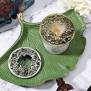 PH PandaHall 2 Pack Candle Topper Leaf Pine Candle Topper Shade Jar Lid Shade Sleeves for Jar Candles - Help Candle Melt Evenly and Look Great, 3.19 in Diameter(Antique Bronze & Antique Silver)