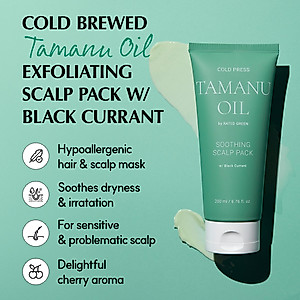 RATED GREEN Cold Press Tamanu Oil Soothing Scalp Pack w/Black Currant | Korean Hair Care Hair Conditioning Mask | Deep Conditioning Hair Mask for Dry Damaged Hair (Pack of 1, 6.76 Fl. Oz)
