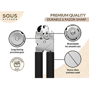 Sous Kitchen Heavy Duty Can Opener - Manual Can Openers With Premium Quality Razor Sharp Blades - Hand Can Opener Manual - Can Opener Heavy Duty For Everyday Use - Hand Held Can Openers For Kitchen