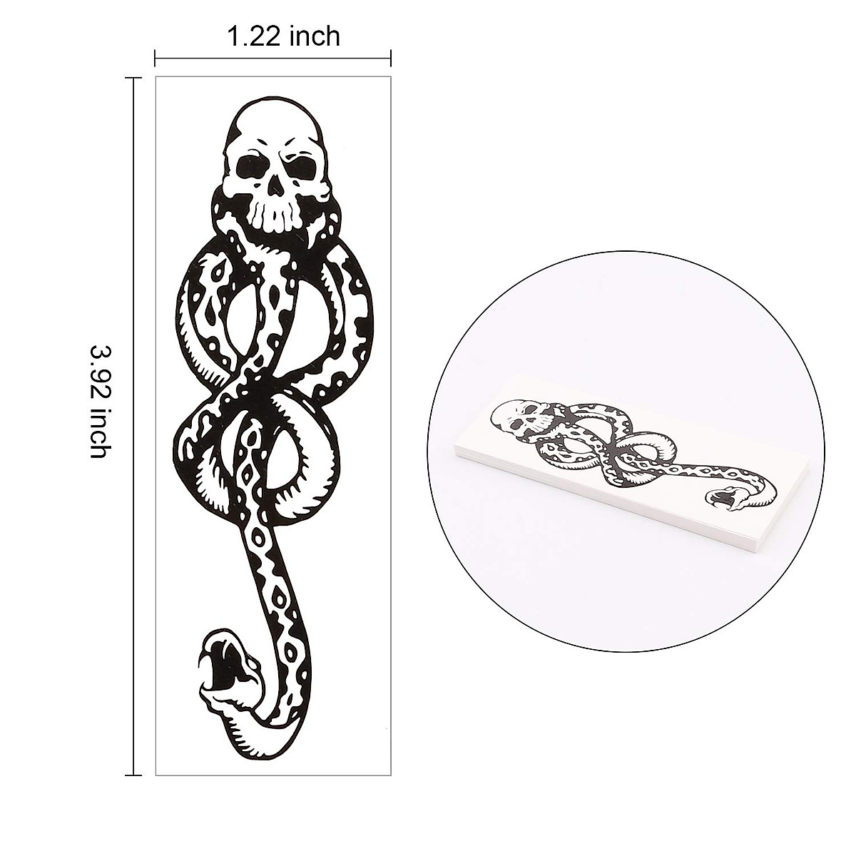 Konsait 20Sheets Halloween Death Eater Tattoos, Dark Mark Mamba Skull Snake Fake temporary Tattoos Sticker for Adults Kids Halloween Cosplay Costume Party Favors Tattoo Accessories Supplies Gifts