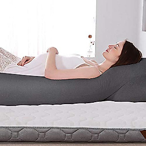 COSMOPLUS Pregnancy Pillow Cover U Shaped Full Body Pillow Case Cover for Maternity,Stretchy Cool Breathable Jersey Fabric, Provides Sleep and Pregnancy Support,Heather Grey