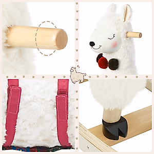 labebe - Baby Rocking Horse Wooden, Plush Stuffed Rocking Animals White, Kid Ride on Toys for 1-3 Years Old, Llama Rocking Horse for Girl&Boy, Toddler/Infant Rocker for Nursery, Kid Riding Toys/Horse