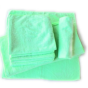 DaChan ONE Dozen(12pcs) Microfiber Cleaning Towels 18" x 18" - Green
