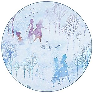 SAFAVIEH Machine Washable Slip Resistant Collection 5' Round Light Blue/Purple Inspired by Disney's Frozen II - Believe Kids Bedroom Nursery Playroom Area Rug