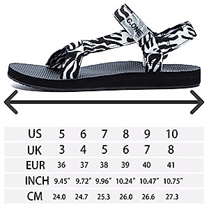 CHOOSEONE Women's Sport Sandals Hiking Sandals Athletic Sandal with Arch Support Yoga Mat Insole Outdoor Light Weight Water Shoes zebra 39