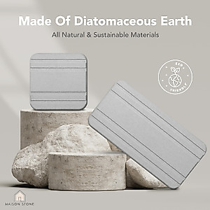 Maison Stone Bathroom Tray w/Bonus Vanity Tray. Absorbent Bathroom Trays for Counter. Multipurpose 8x4 Countertop Tray. Perfume Tray. Kitchen Soap Tray. Time Saving Bathroom Counter Tray.