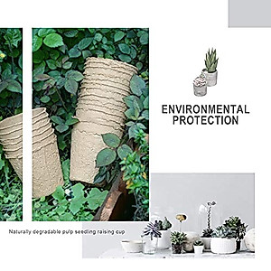 Create idea 100Pcs Fibre Plant Pot and Label Set, Transplant Seedling Pot Organic Biodegradable Eco-Friendly