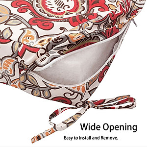 Magpie Fabrics Patio Bench Cushion Cover 45x18x3 Inch, NO Insert! Water Resistant Outdoor Loveseat Replacement Cover with Zipper (Botanical Red Orange)