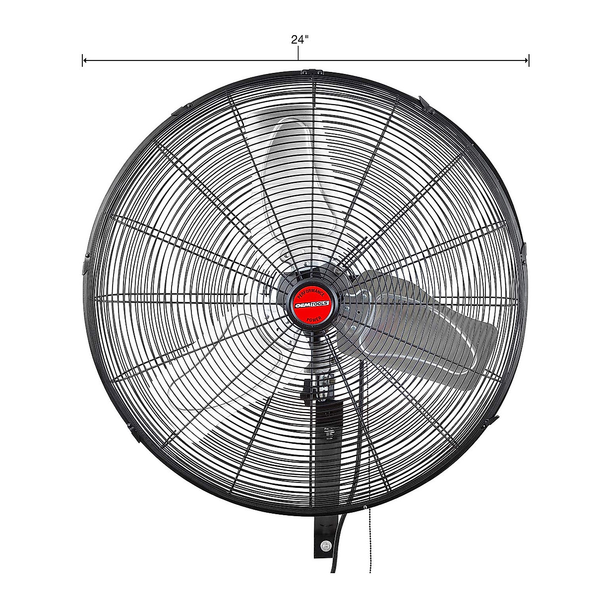 OEMTOOLS OEM24893 24" Outdoor Oscillating Wall Fan, 6800 CFM Large Industrial Fan, Wall Mount Oscillating Fan For Garage, Outdoor Oscillating Fans For Patios, Waterproof Shop Fans, Heavy Duty, 24 Inch