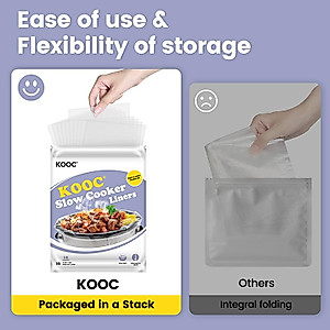 KOOC Slow Cooker Liners 8"x11" 20 Count Mini Size Disposable Pot Liners Cooking Bags Fit 0.65 qt to 1.25 qt Pot BPA Free Fresh Locking Seal Design