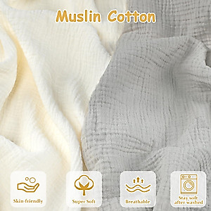 Muslin Baby Lounger Cover 2 Pack, Organic Cotton Removable Slipcover for Newborn,Baby Padded Lounger Infant Floor Seat Cover for Boys Girls (Gray Creamy-White)