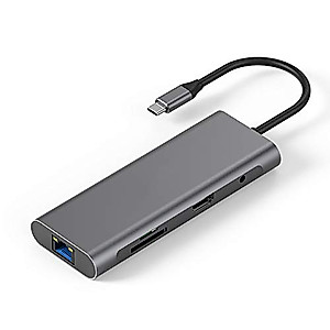 XUNMAIFHB Portable Docking Station,Type-c Expansion Dock 4K HDMI PD Nine-in-one usb3.0 Converter Multi-Function hub hub PD, RJ45, SD/TF, HDMI, 3.5mm Audio Interface Fast Transmission