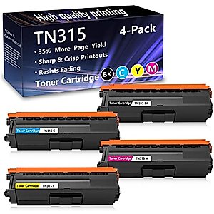 4 Pack (1BK+1C+1M+1Y) TN315 Toner Cartridge Replacement for Brother HL-4150CDN HL-4140CW HL-4570CDW HL-4570CDWT MFC-9640CDN MFC-9650CDW MFC-9970CDW Printer,Sold by AlToner.